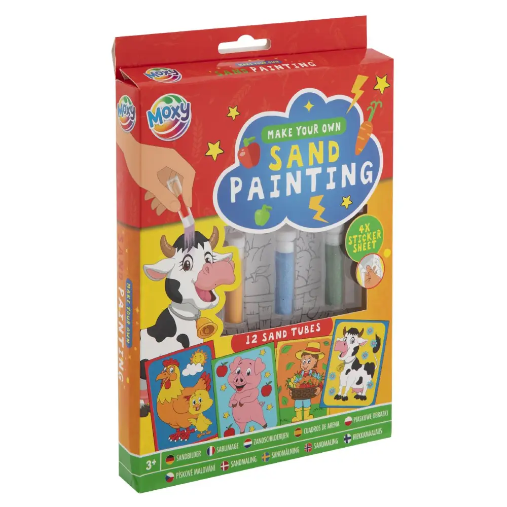 Make your own Sand Painting, 4 Sheets; 12 Tubes Sand, - Eurocity