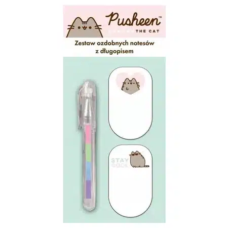Pusheen 30 Sticky Notes With Mini Rainbow Pastel Gel Pen - Eurocity