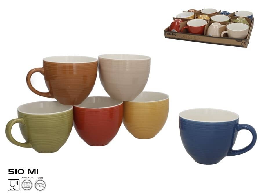Jumbo Bone China Mugs 510ml 6 Assorted - Eurocity