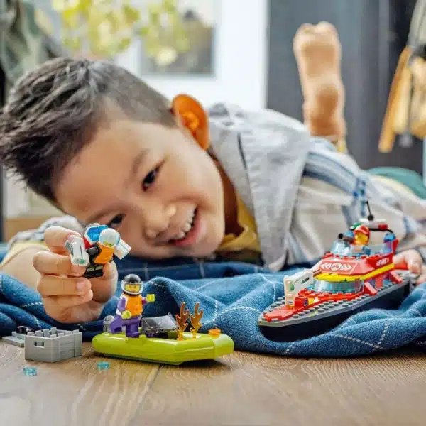 Lego City Fire Rescue Boat Fire Brigade Floating Toy Ship with Rescue ...